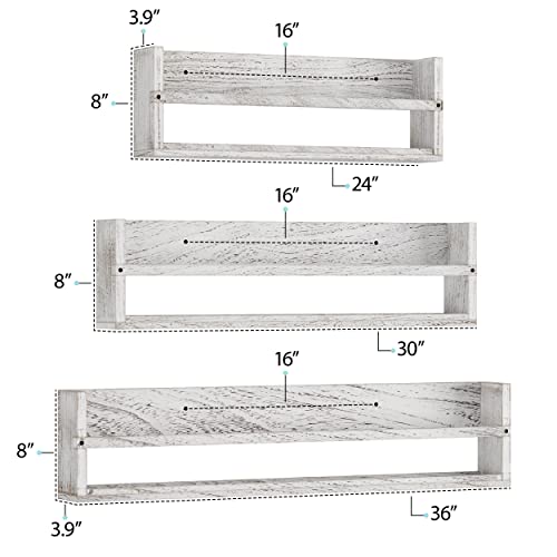 brightmaison Polynez 36"-30"-24" Kids Bookshelf for Wall, Nursery Books Shelves Wall, Kitchen Shelves, Floating Shelves for Wall Decor, Burnt White, Set of 3