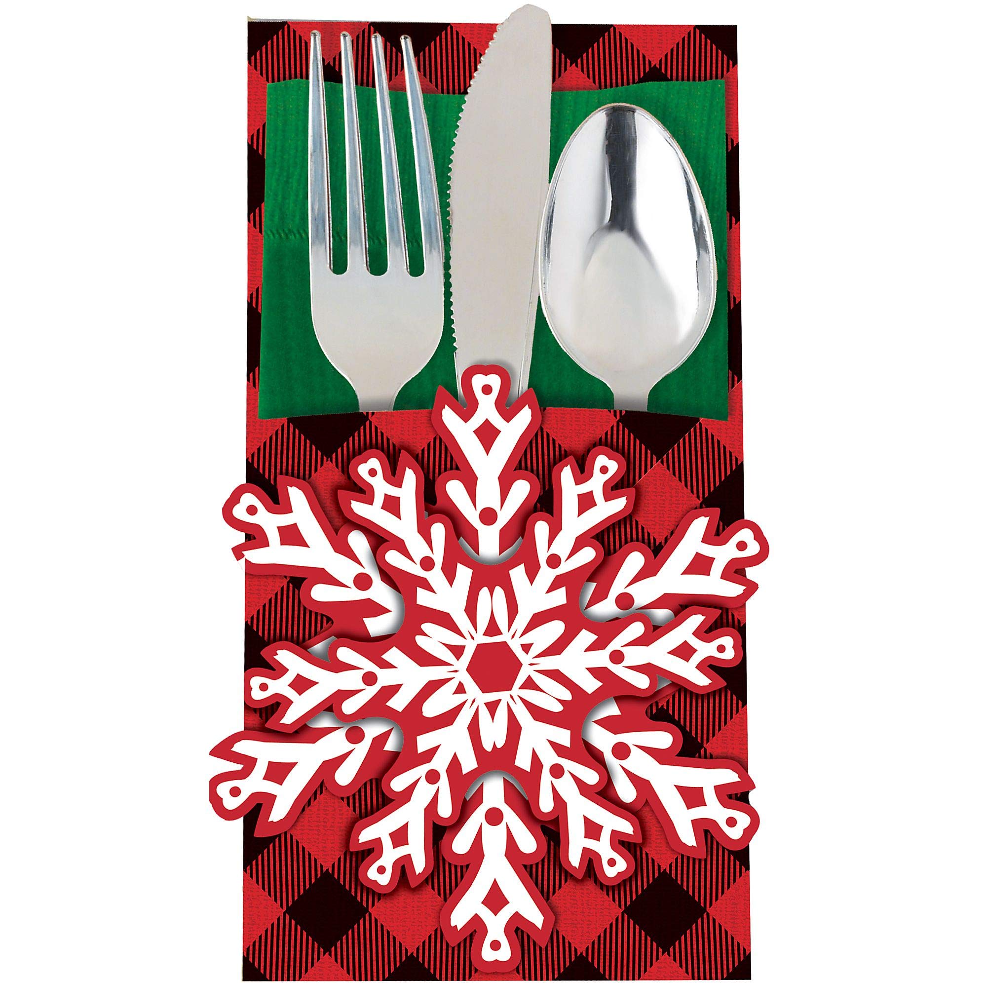 Amscan Christmas Cozy Rustic Cutlery Holder Deluxe Multi-Pack, 1 pack
