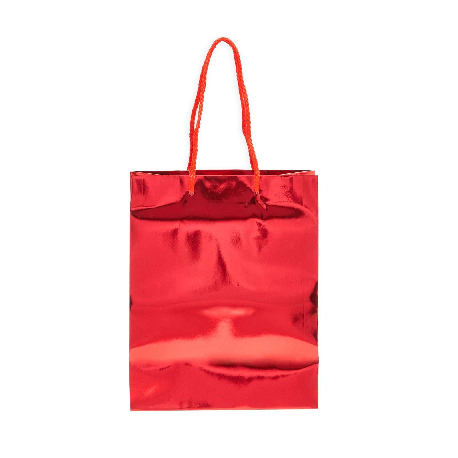 Sparkle and Bash Red Metallic Medium Gift Bags with Handles for Weddings, Birthdays (9.25 x 8 x 4.25 in, 24 Pack)