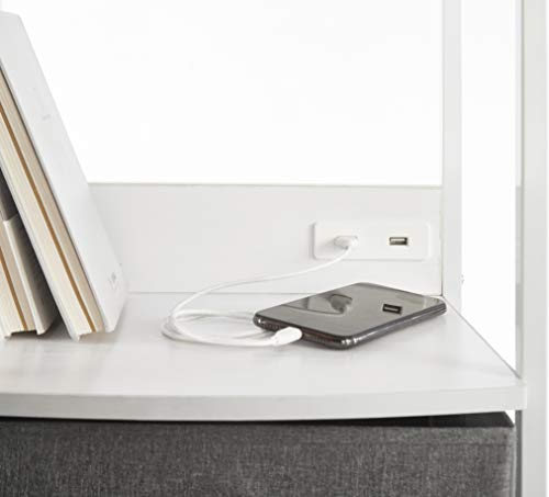 Urban Lifestyle Charging Rolling Storage Cart with Shelf, Grey