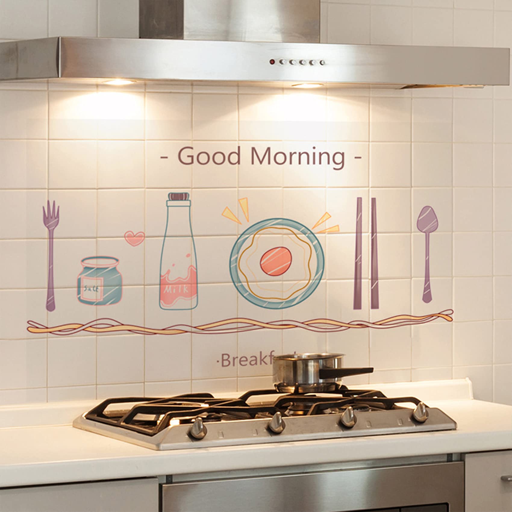 Hanlongyu Wallpaper Kitchen Backsplash Behind Stove, Oil Proof Wall Stickers, Self Adhesive Vinyl Clear Contact Paper Papel Tapiz Para Cocina for Kitchen Dining Room Wood Countertop Cupboard Doors (C)