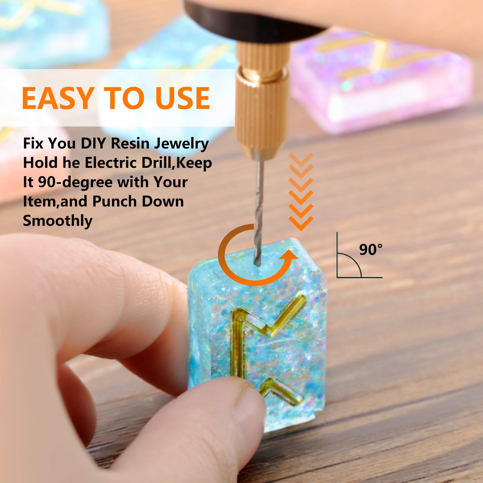 Electric Hand Drill Tools Set for Resin Casting Molds, Electrical Pin Vise Kit with 8 Pieces Drill Bits (0.8 to 1.2 mm) for Resin Plastic Wood Polymer Clay Jewelry Keychain Pendant Making Supplies