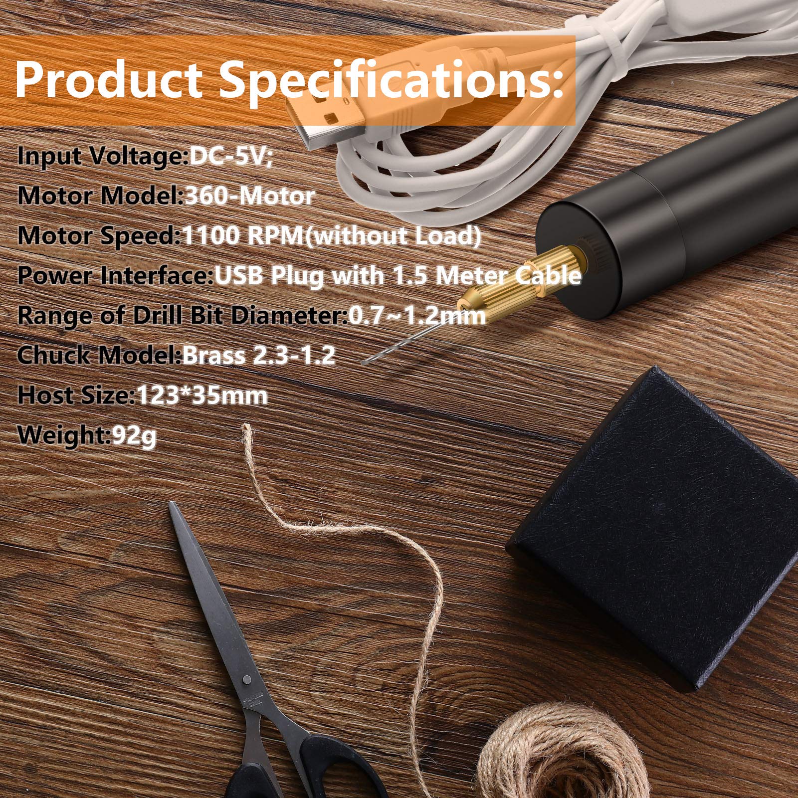 Electric Hand Drill Tools Set for Resin Casting Molds, Electrical Pin Vise Kit with 8 Pieces Drill Bits (0.8 to 1.2 mm) for Resin Plastic Wood Polymer Clay Jewelry Keychain Pendant Making Supplies
