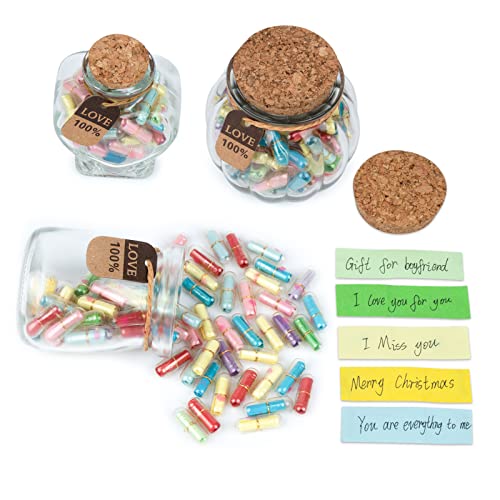 XHDAI Capsule Letters Message in a Bottle Glass,Capsule Message Pills/Love Letter/Cute Gifts Ideas for Boyfriend/Girlfriend. (Transparent 60PCS)
