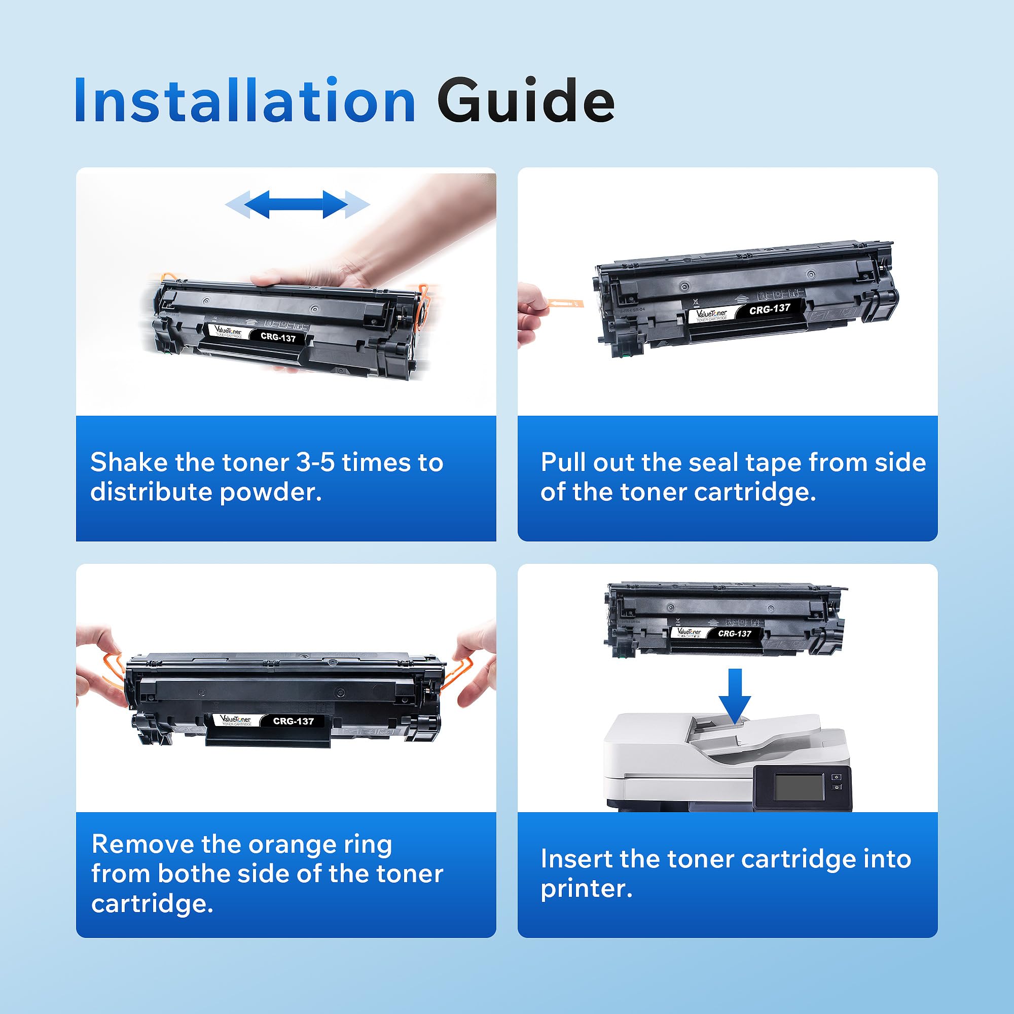 Valuetoner Compatible Toner Cartridge Replacement for Canon 137 CRG 137 9435B001AA to Use with ImageClass D570 MF236n MF247dw LBP151dw MF227dw MF229dw MF216n MF232W MF217w LBP151dw MF249dw (4 Black)