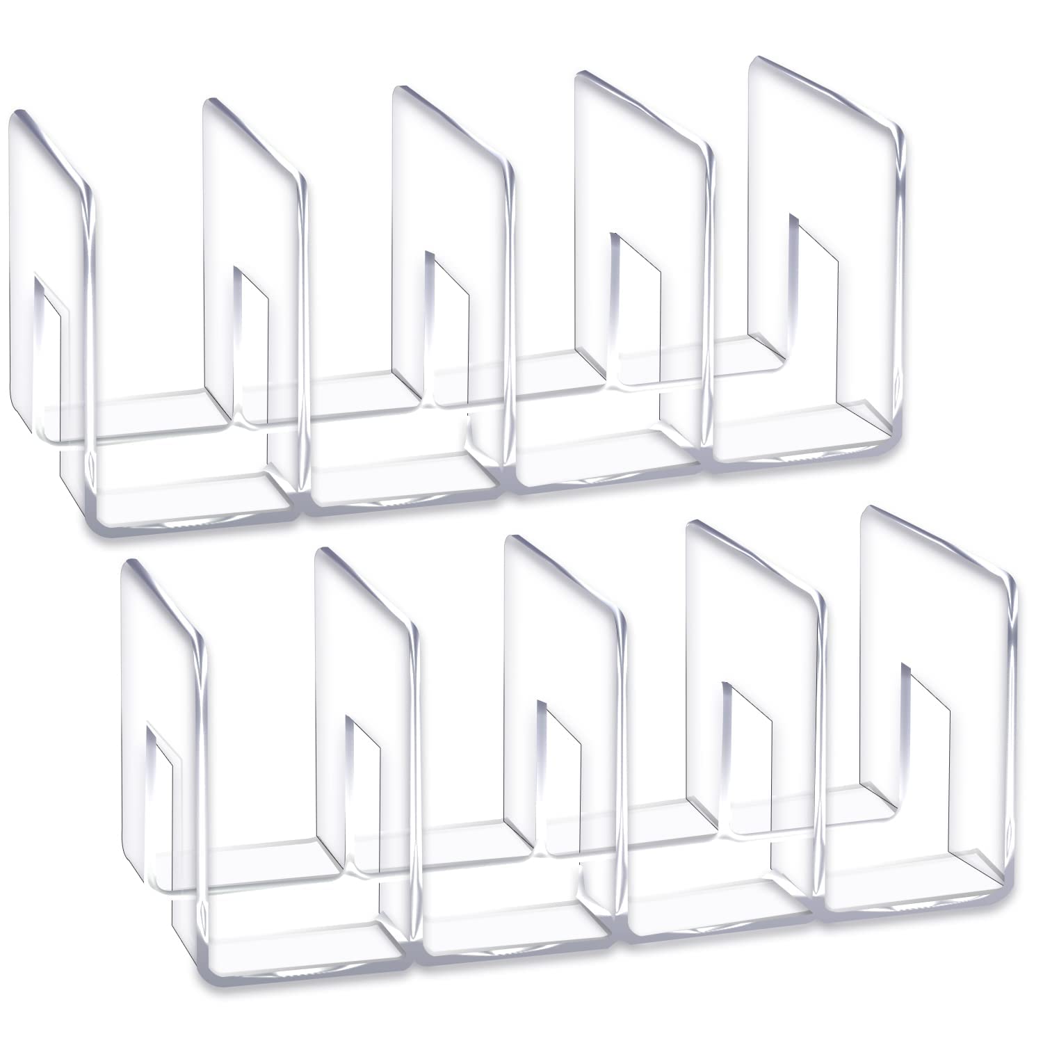 LUGUNU Clear Acrylic Desk File Sorter Purse/Handbag Organizer Clutch Divider Mesh Folder Office Supplies Stand Bookshelf (3 Sections) (2Pack-4Sections)