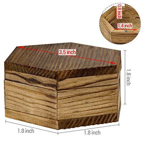 MyGift 3 Inch Brown Solid Wood Wedding Ring Box, Hexagon Shape Trinket Box and Ring Holder, Small Jewelry Gift Box