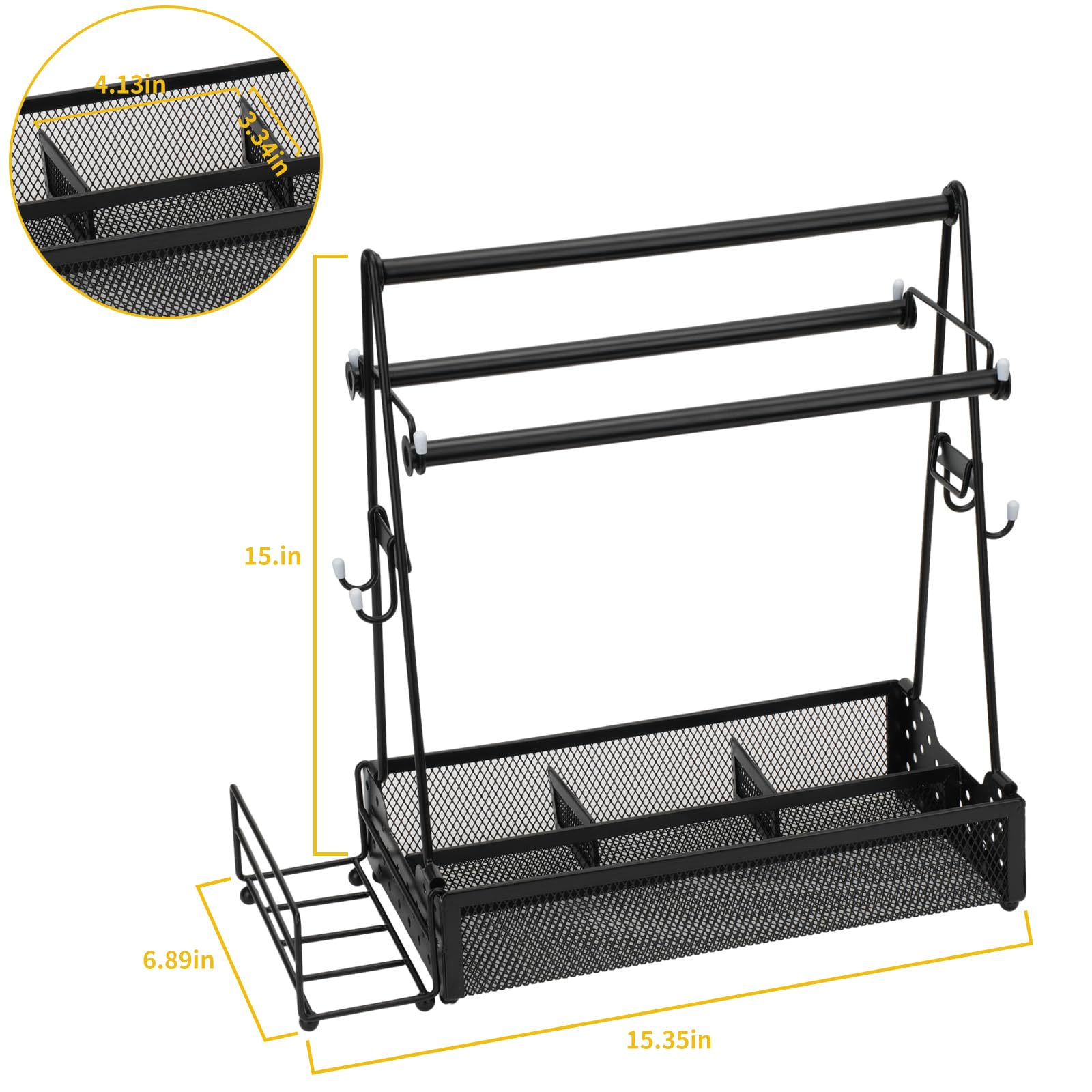 Grill Caddy, BestMal BBQ Caddy with Paper Towel Holder, Picnic Condiment Utensil Caddy for Outdoor Camping, Barbecue Accessories Storage Organizer for Griddle Grilling Tool, Rv Patio Camper Must Haves