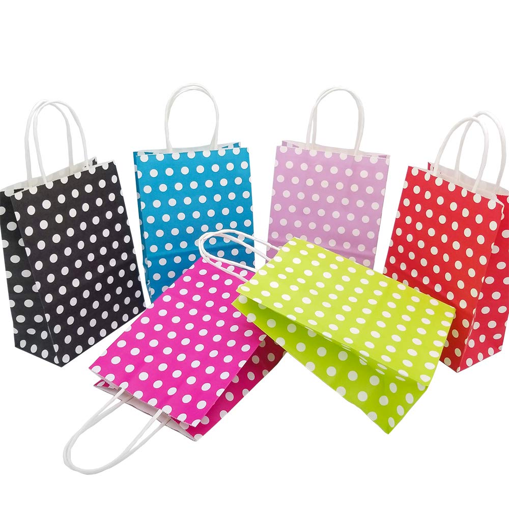 ADIDO EVA Small Polka Dot Paper Gift Bags with Handles Red and Black 8.2 x 6 x 3.1 In 25 PCS