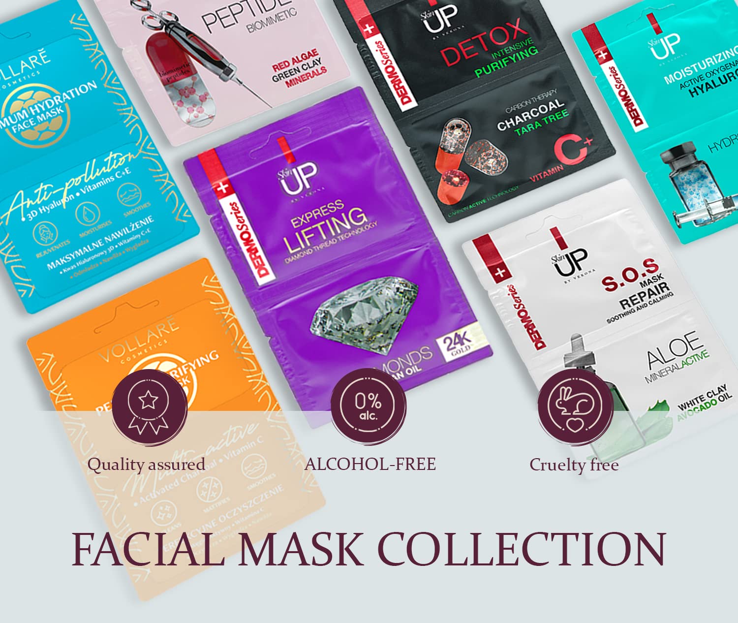 VERONA PRODUCTS PROFESSIONAL Face Mask Skin Care Variety Set - Hydrating Face Masks, Purifying, Anti-aging & Soothing - Facial Masks Beauty Spa Skincare Pack for All Skin Types