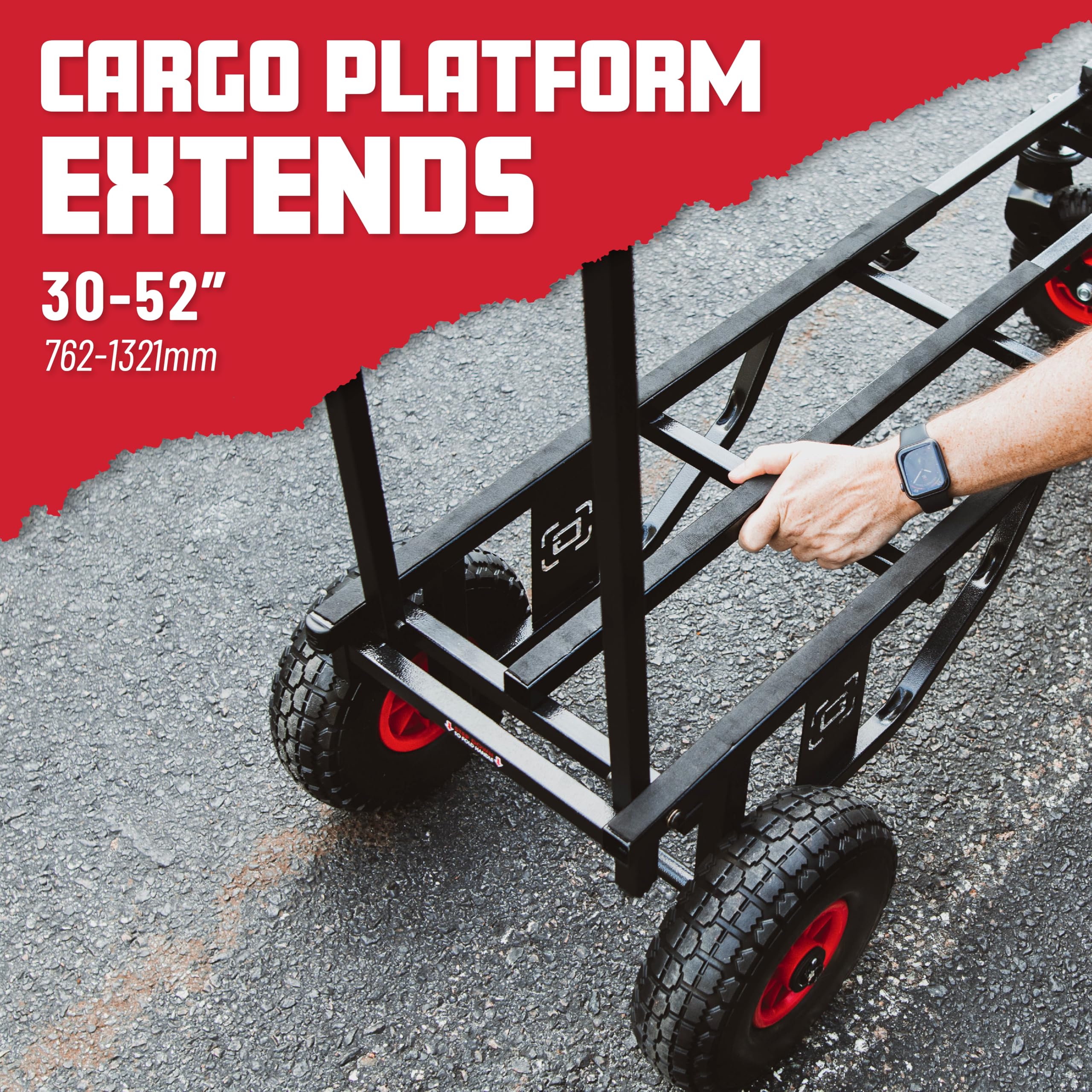 Gator Frameworks All-Terrain Folding Multi-Utility Cart with 30-52” Extension & 500 lbs. Load Capacity (GFW-UTL-CART52AT)