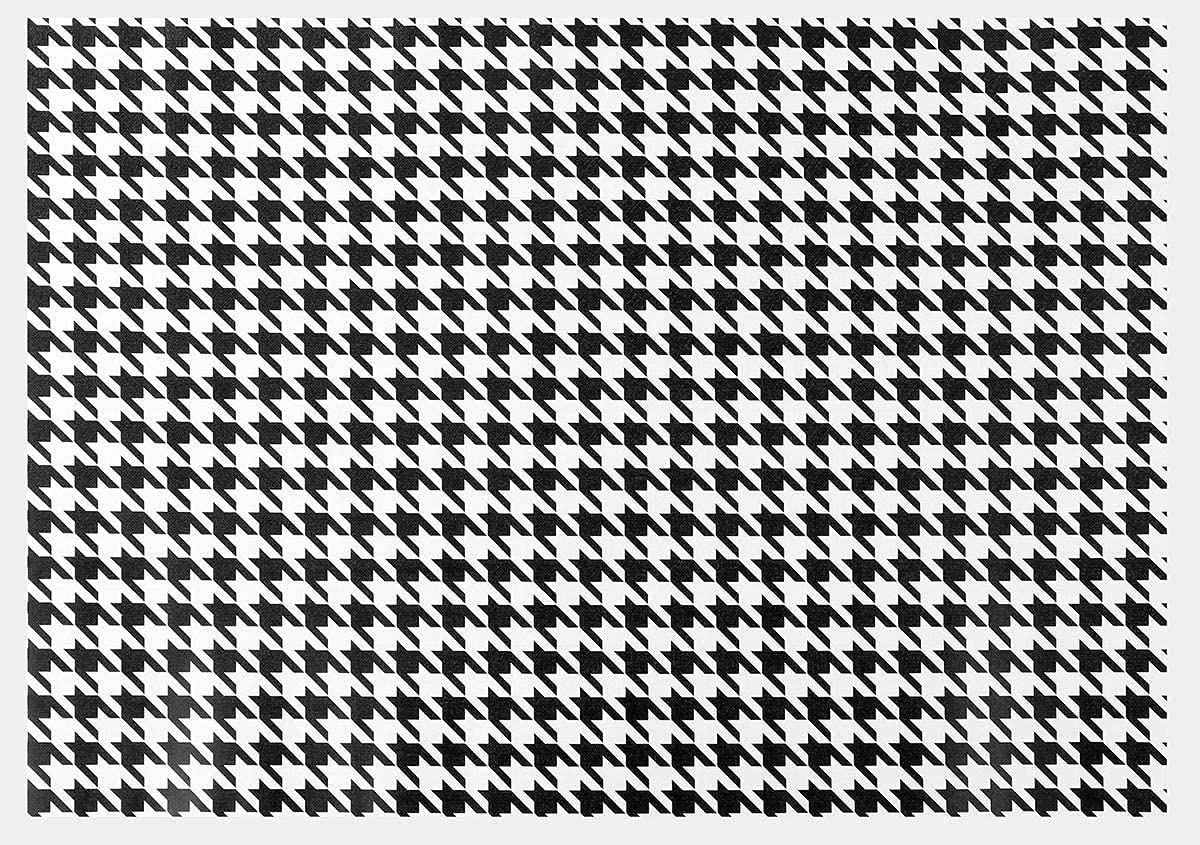 Self Adhesive Vinyl Black and White Houndstooth Plaid Shelf Liner Contact Paper for Cabinets Dresser Drawer Cupboard Door Bookshelves Funiture Table Walls Decor 17.7x117 Inches