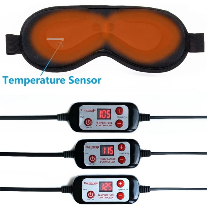 Heated Eye Mask, USB Eye Mask for Dry Eyes with Temperatur 105°F 115°F 125°F, far Infrared Therapy