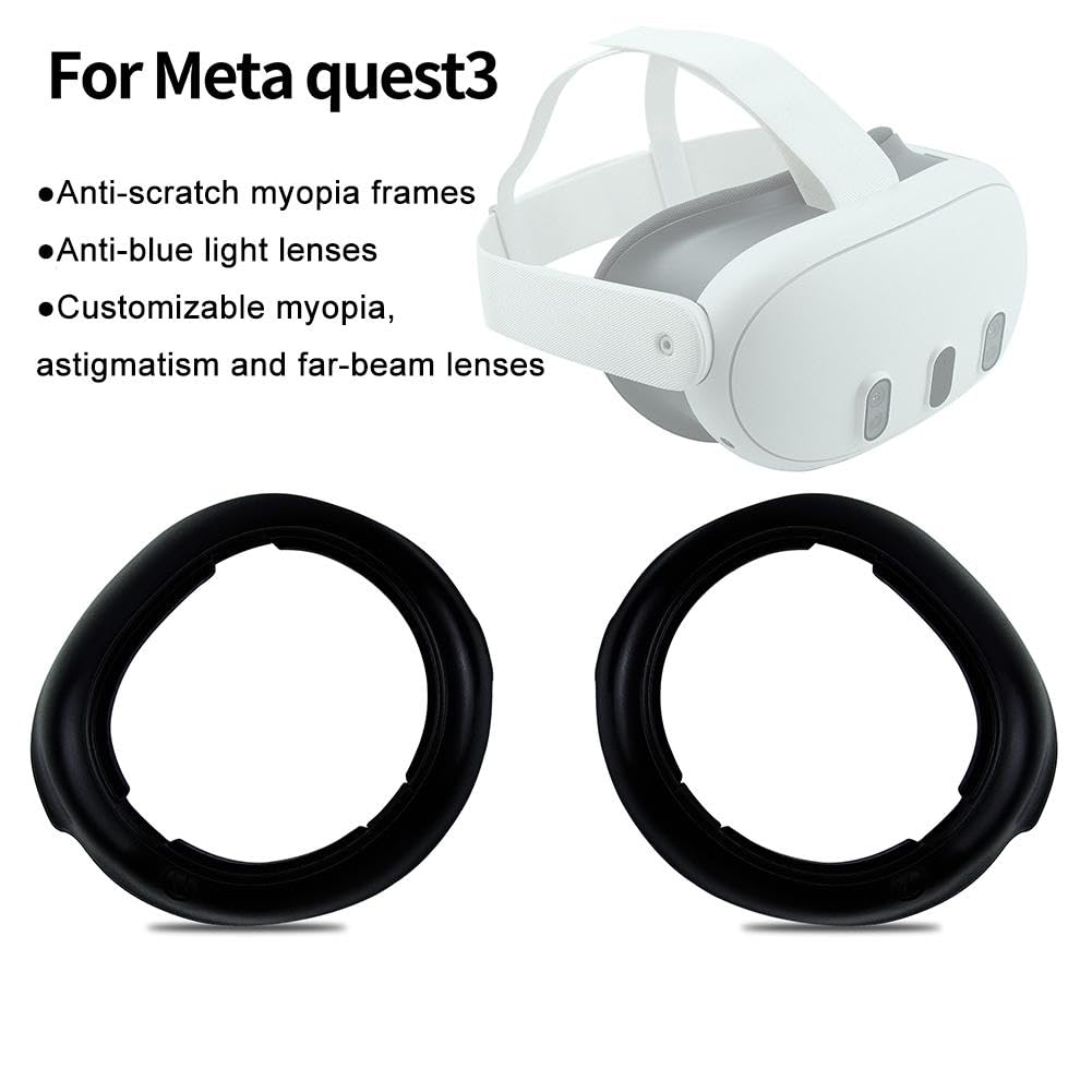 pulunto Glasses Spacer Protector for Meta Quest 3 VR Controller Headset Mirror Eyewear Protective Frame Lens Insert Protective Cover Anti-scratch Headset Frame VR Accessories
