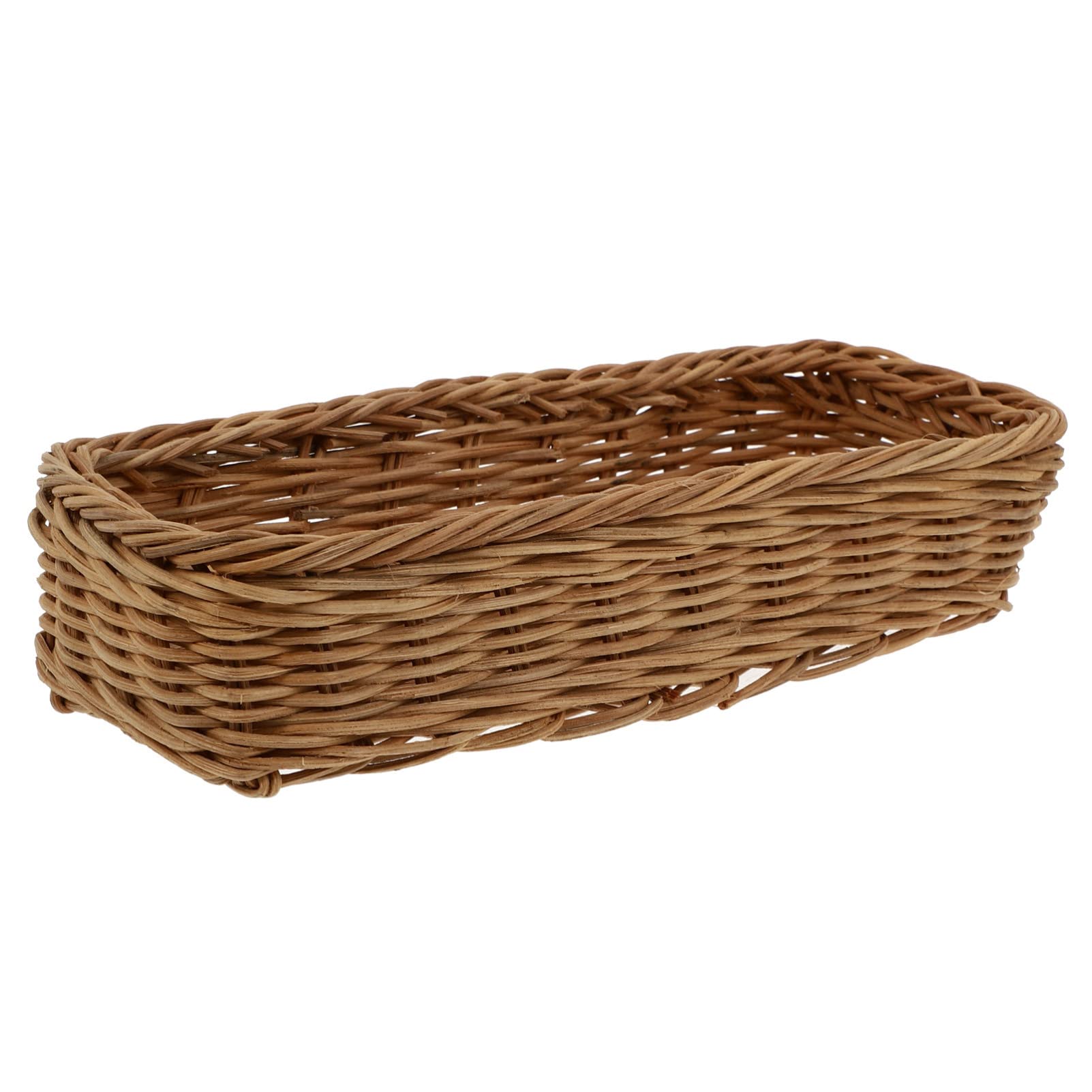 BESPORTBLE Wicker Cutlery Basket Rectangular Woven Baskets Bins Woven Forks Knives Spoons Storage Organizer Box Seagrass Basket for Silverware