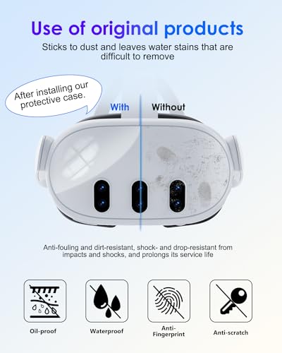 Accessories for Meta Quest 3, VR Accessory Set for Oculus Quest 3, VR Accessories Included Transparent Shell Cover, Lens Tempered Glass Protector, Protective Lens Cover, Joystick Caps