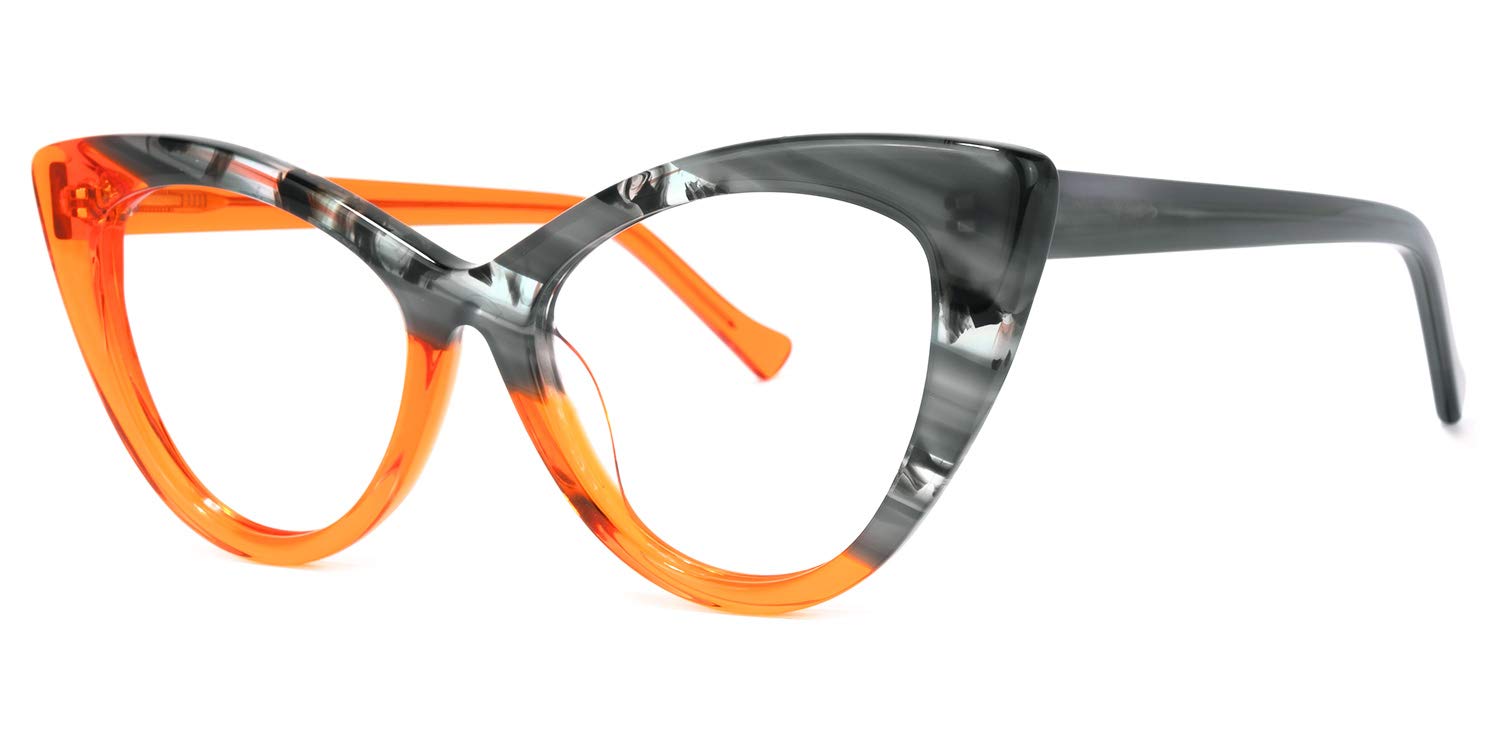 Zeelool Trendy Cat Eye Glasses Frame for Women with Non-prescription Clear Lens Maxine WA454518-04 Orange