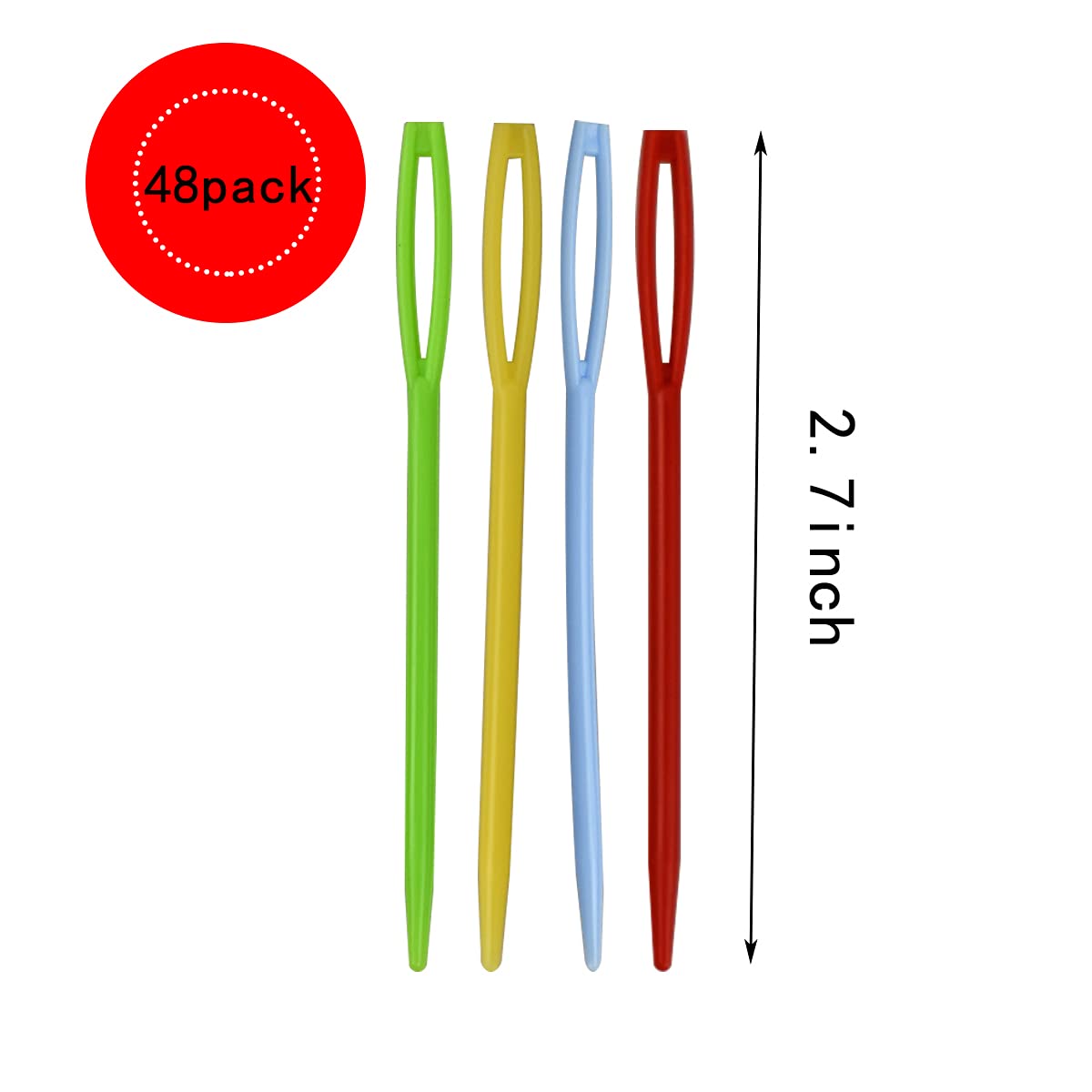 48pcs 2.7 "Large Eye Plastic Sewing Needles Yarn Needles Safety Lacing Needles Children Safety Learning Needles Applicable to Children Craft Needles Project,4 Colors