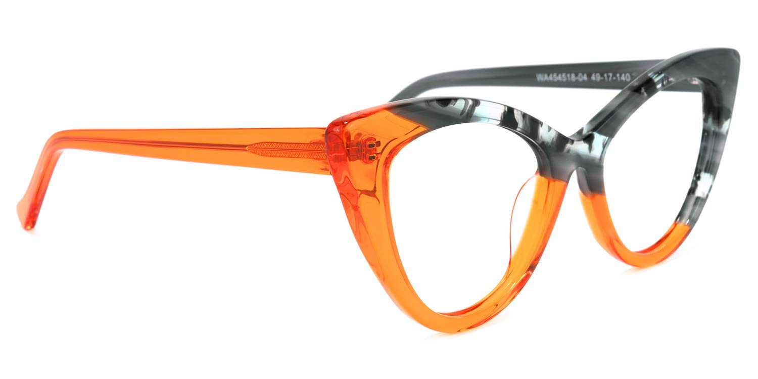 Zeelool Trendy Cat Eye Glasses Frame for Women with Non-prescription Clear Lens Maxine WA454518-04 Orange