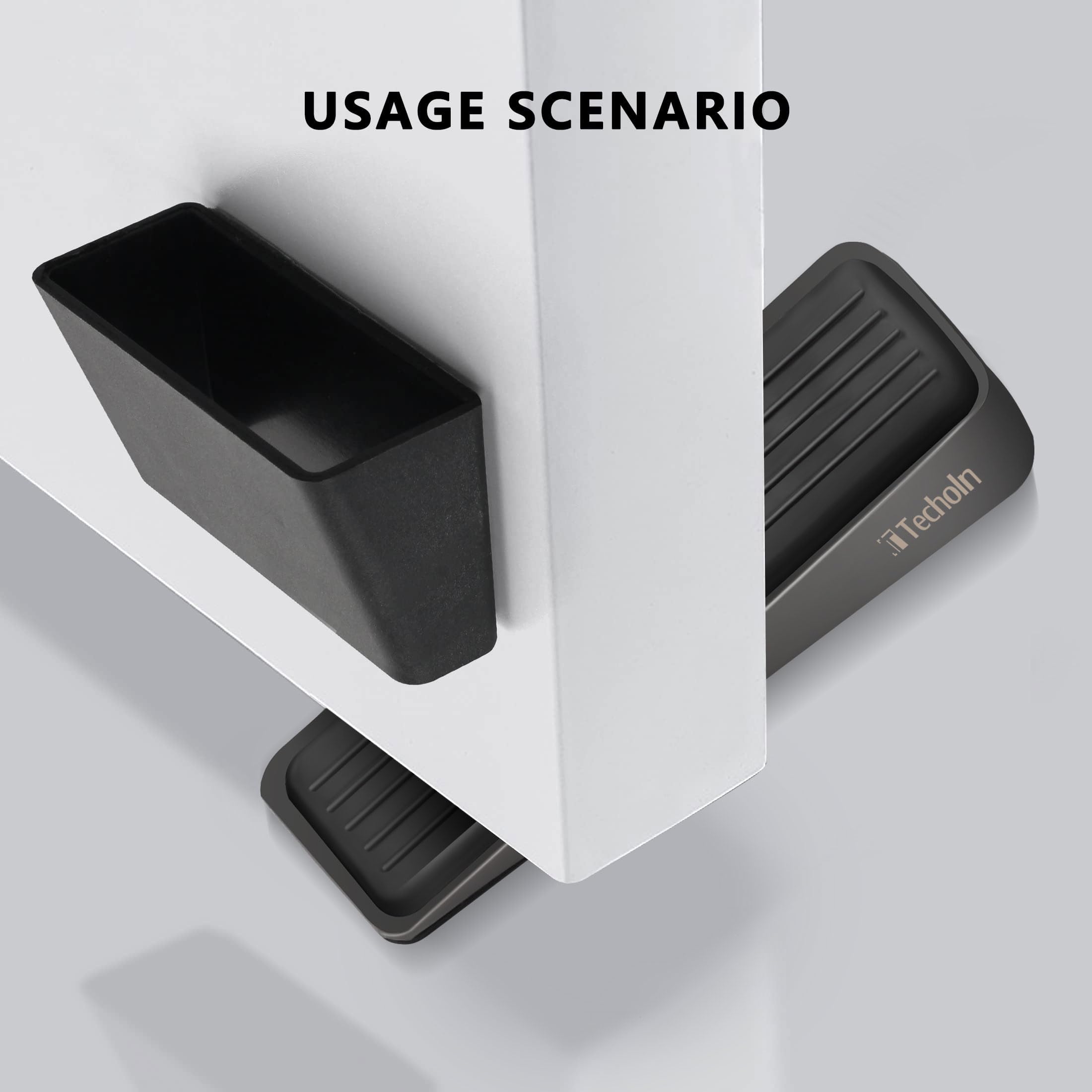 Techoln Heavy Duty Door Stopper, Rubber Wedge,304 Stainless Steel Security Door Stops,Suitable for All Floor Surfaces, with Hangers for Easy Storage (2, Black)