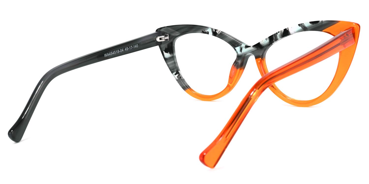 Zeelool Trendy Cat Eye Glasses Frame for Women with Non-prescription Clear Lens Maxine WA454518-04 Orange