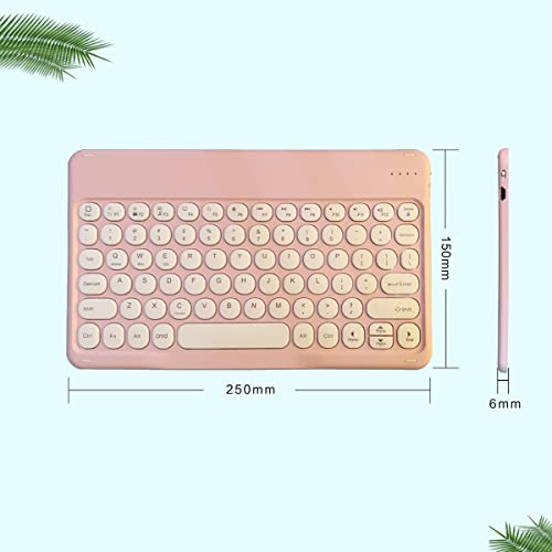 ElecMosWN Urtra Slim Bluetooth Keyboard for iPad Mac,Compact Rechargeable Wireless Keyboard for iPad,iPad Pro/Mini/Air,iPhone,MacBook,Windows Laptop Surface Pro Android Tablet Smartphone(Pink)