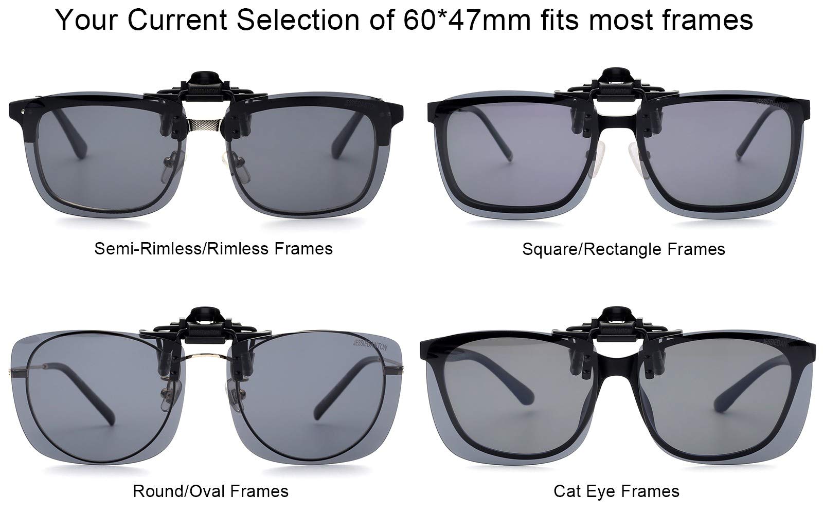 CAXMAN Polarized Clip On Sunglasses Over Prescription Glasses for Men Women UV Protection Flip Up Grey Lens Extra Large