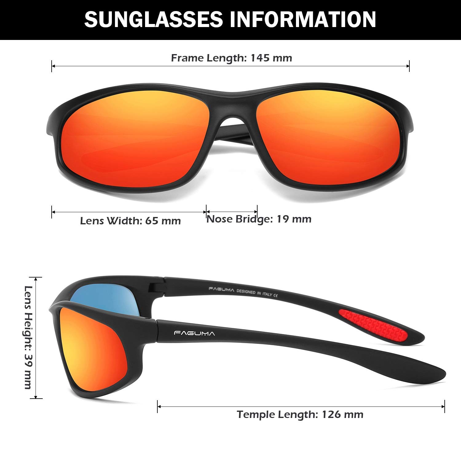 FAGUMA Polarized Sports Sunglasses For Men Cycling Driving Fishing UV400 Protection