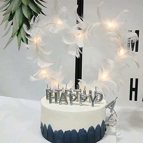 LOEVEVRY Happy Birthday Candles Set – 13 Count,Happy Birthday Metallic Letter Candle Cake Topper,Birthday Party Baby Bridal