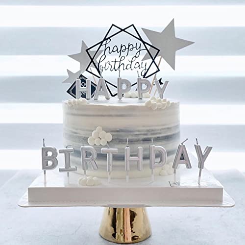 LOEVEVRY Happy Birthday Candles Set – 13 Count,Happy Birthday Metallic Letter Candle Cake Topper,Birthday Party Baby Bridal