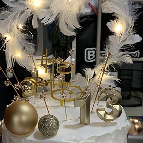 LOEVEVRY Happy Birthday Candles Set – 13 Count,Happy Birthday Metallic Letter Candle Cake Topper,Birthday Party Baby Bridal