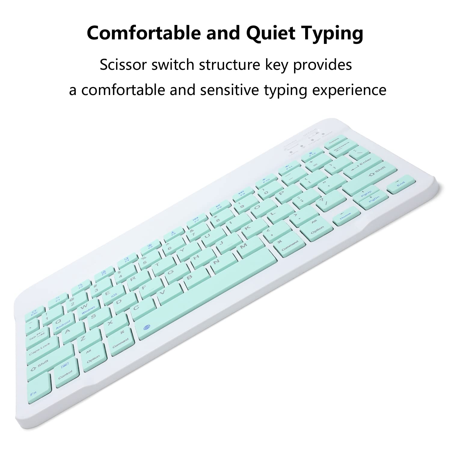 Ultra-Slim Rechargeable Bluetooth Keyboard Portable Compact Wireless Keyboard for Android Windows Samsung Galaxy Tab Tablet Smartphone Cell Phone iOS iPhone iPad, iPad Pro, iPad Air, iPad Mini (Green)