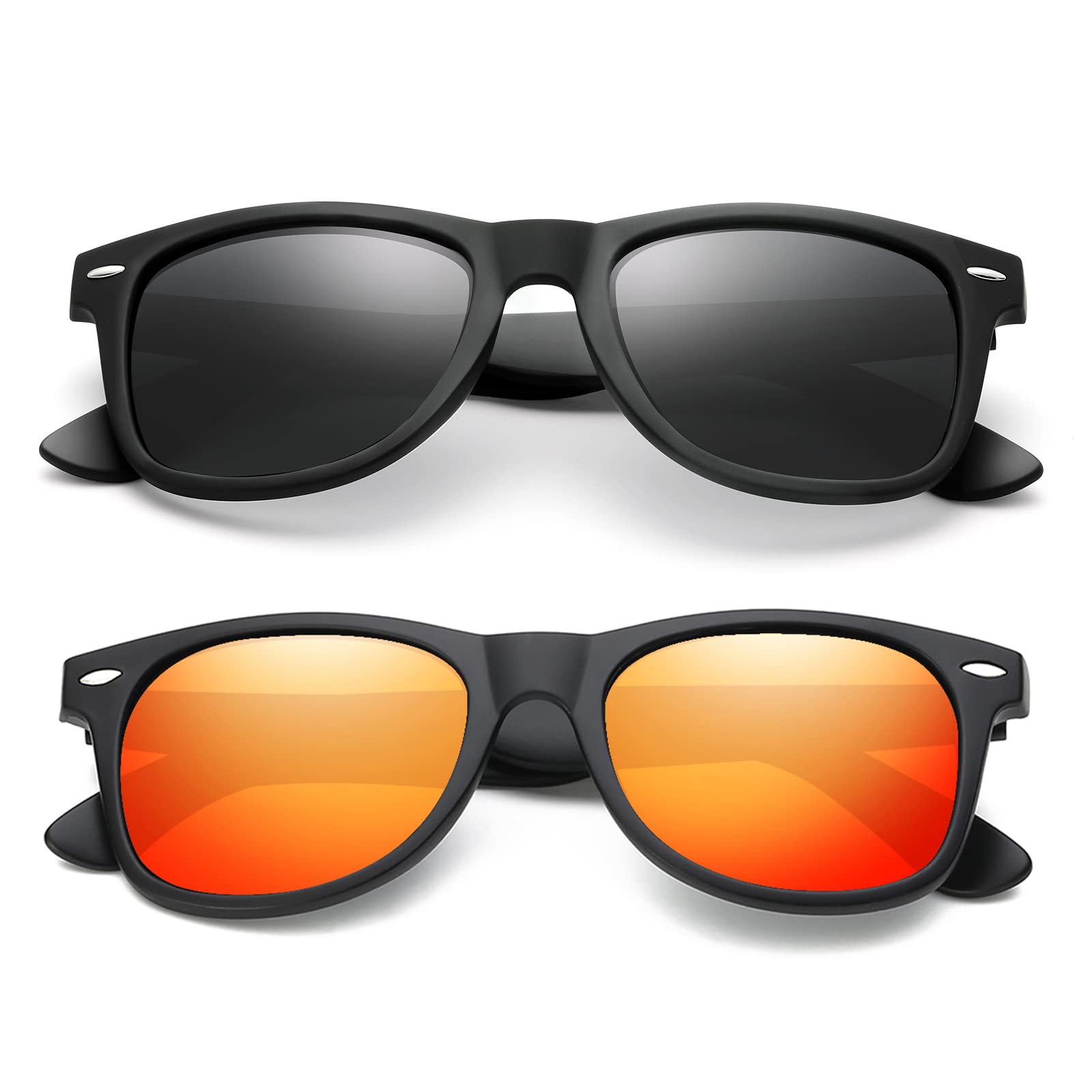 Occhsouo Polarized Sunglasses Womens Men - Sun glasses Fashion Trendy Driving Fishing UV Blocking UV400 Protection (Black+Orange)
