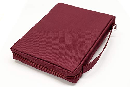 Burgundy Jesus Embroidered Polyester Bible Cover Case with Handle, X-Large