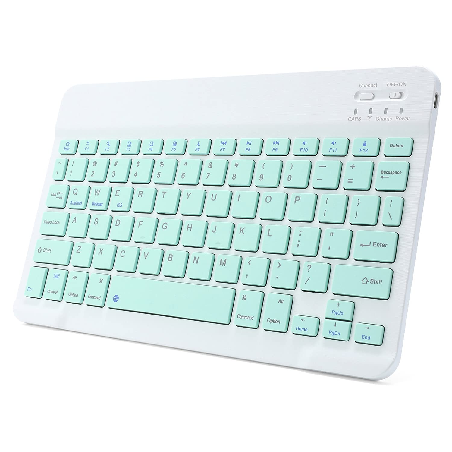 Ultra-Slim Rechargeable Bluetooth Keyboard Portable Compact Wireless Keyboard for Android Windows Samsung Galaxy Tab Tablet Smartphone Cell Phone iOS iPhone iPad, iPad Pro, iPad Air, iPad Mini (Green)