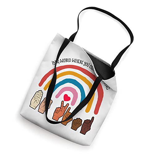 Matching Orange Unity Day Rainbow Be Kind ASL Anti Bullying Tote Bag