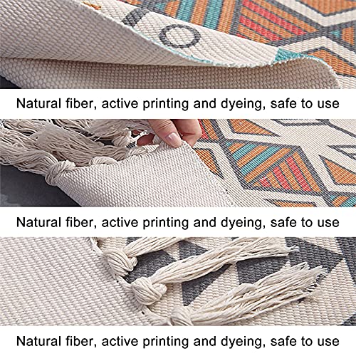 DNEWYNPABV Round Rugs Woodland Animals Cute Forest Design Elements Boho Area Rug Linen and Cotton Carpet Meditation Rug Washable Hallway Runner Mat Accent Rug for Bedroom Bathroom 3ft