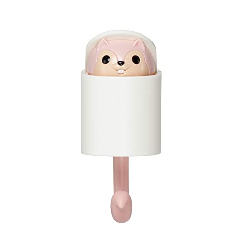 GAGALU Hooks for Hanging Invisible Pop-up Cute Squirrel Hook Umbrella Key Hanger Adhesive Wall Mount Hooks for Coat Hat Decor Door (Color : Pink)