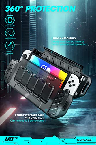 SUPCASE Unicorn Beetle Forma Series Case for Nintendo Switch OLED Model (2021), Rugged Slim Protective Case with Dustproof Front Cover & 5 Game Card Storage Slots (Black)