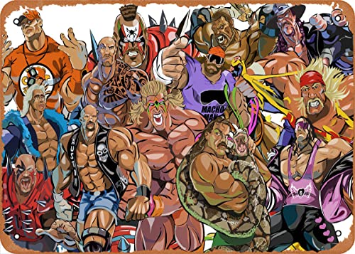 Ysirseu Wrestling Stars pt2 Metal Tin Sign 8 x 12 in Wrestling Vintage Poster Man Cave Decorative, 8inch*12inch