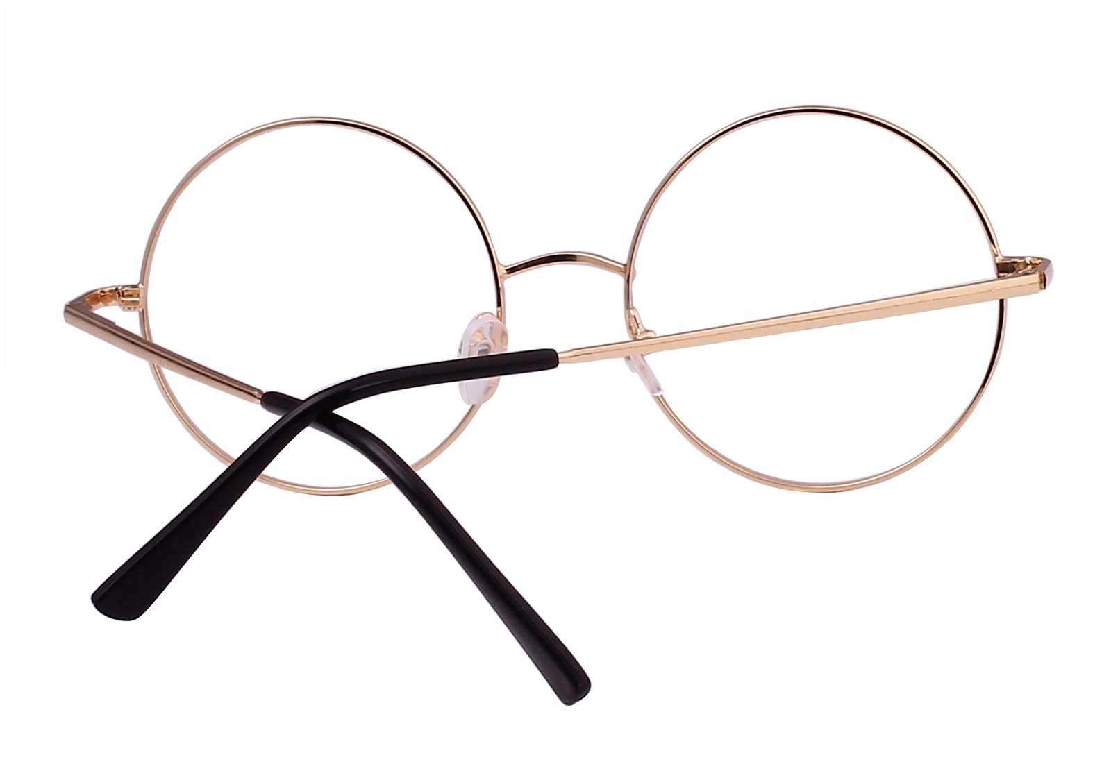 Agstum Retro Round Metal Non-Prescription Eyeglasses Frame with Spring HInge Clear Lens (Gold, (Medium size) 46)