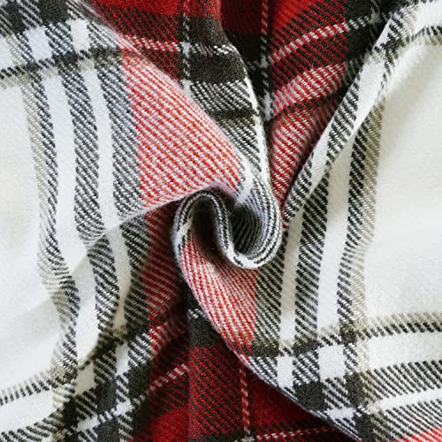 Bangya Acrylic Plaid Throw Blanket with Decorative Fringe for Travel,Bed, Sofa, Couch,Office (Red, 50inch x 60inch)