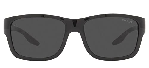 Prada Linea Rossa Men's Round Fashion Sunglasses, Black/Dark Grey Hydrophobic, One Size