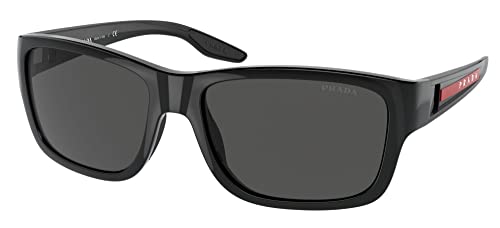 Prada Linea Rossa Men's Round Fashion Sunglasses, Black/Dark Grey Hydrophobic, One Size