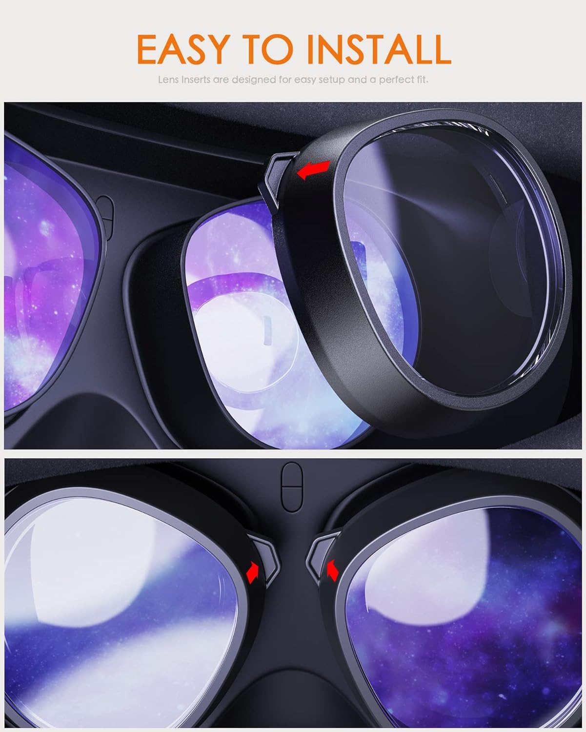 Amavasion Glasses Lenses Compatible with Quest 3S/2, VR Lenses Insert Easy-to-Install Frame Plus Lens Combination SPH:-5.25(One Lens)