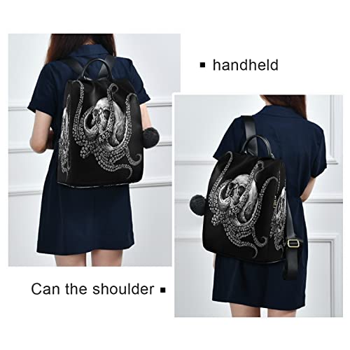 ALAZA Sugar Skull Octopus Large Women's Fashion Casual Backpack Purse Shoulder Travel Bag