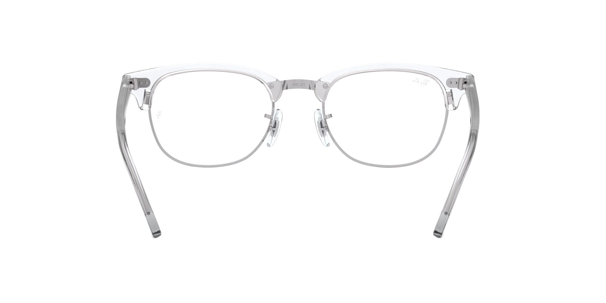 Ray-Ban RX5154 Clubmaster Square Prescription Eyeglass Frames, White Transparent/Demo Lens, 49 mm