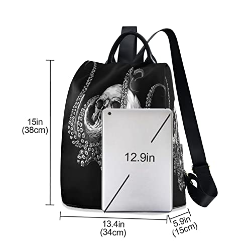 ALAZA Sugar Skull Octopus Large Women's Fashion Casual Backpack Purse Shoulder Travel Bag