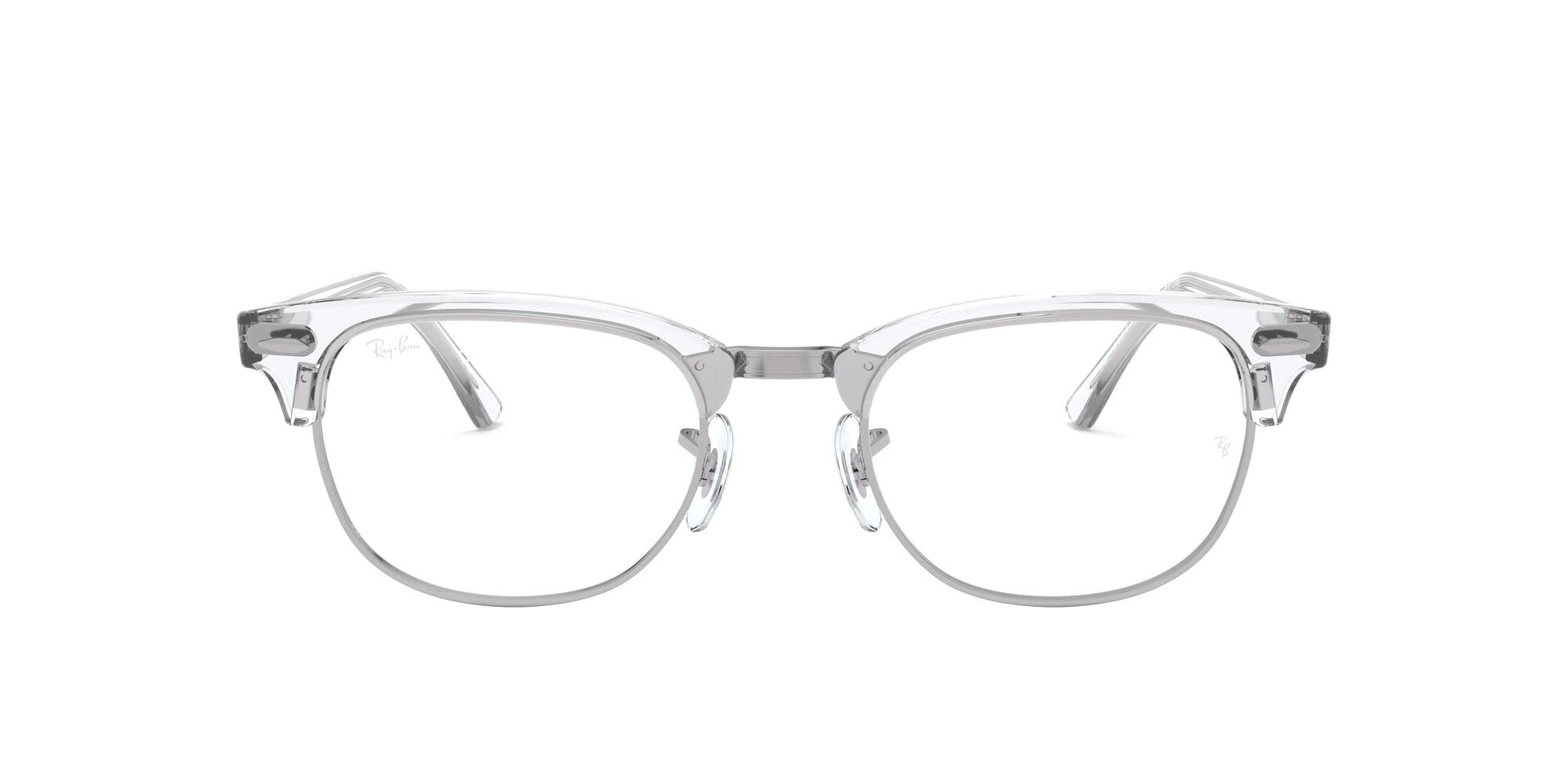Ray-Ban RX5154 Clubmaster Square Prescription Eyeglass Frames, White Transparent/Demo Lens, 49 mm