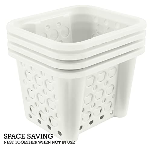 Organize Your Home Mini Stackable White Storage Containers with Open Tops, 4 Pack, Great Organizing Bins for Pantry, Closet, Bedroom, and all Storage, 7.6β x 6.7β x 5.3β